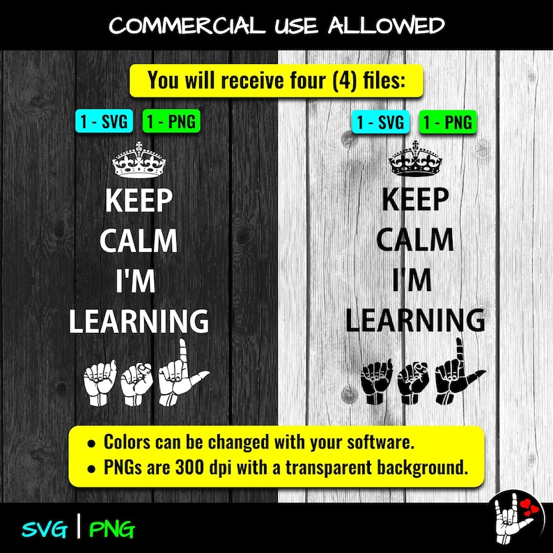 ASL SVG Keep Calm I’m Learning ASL • Sign Language Svg • Cut Files ...