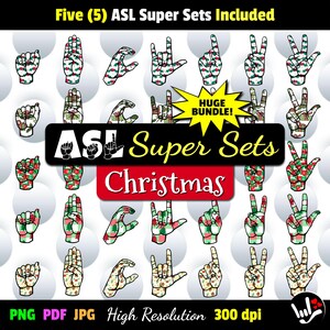 ASL Alphabet Numbers Ilys Christmas Super Sets Clipart Charts Posters ...