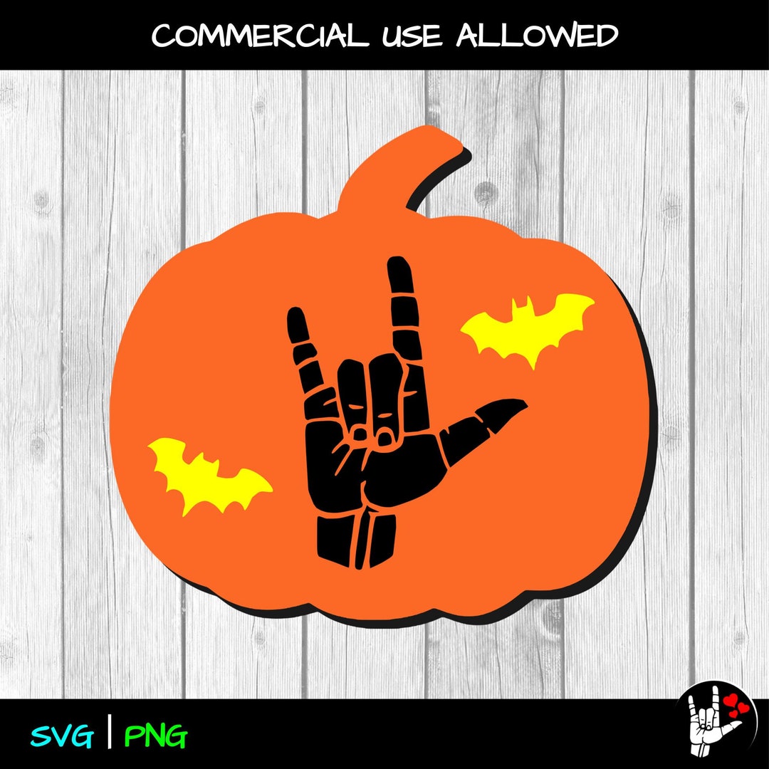 ASL SVG I Love You ILY Pumpkin Bats Halloween Sign Language Svg Cut ...