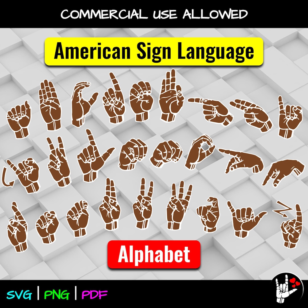 ASL SVG Sign Language Alphabet SVG • American Sign Language Svg • Asl ...