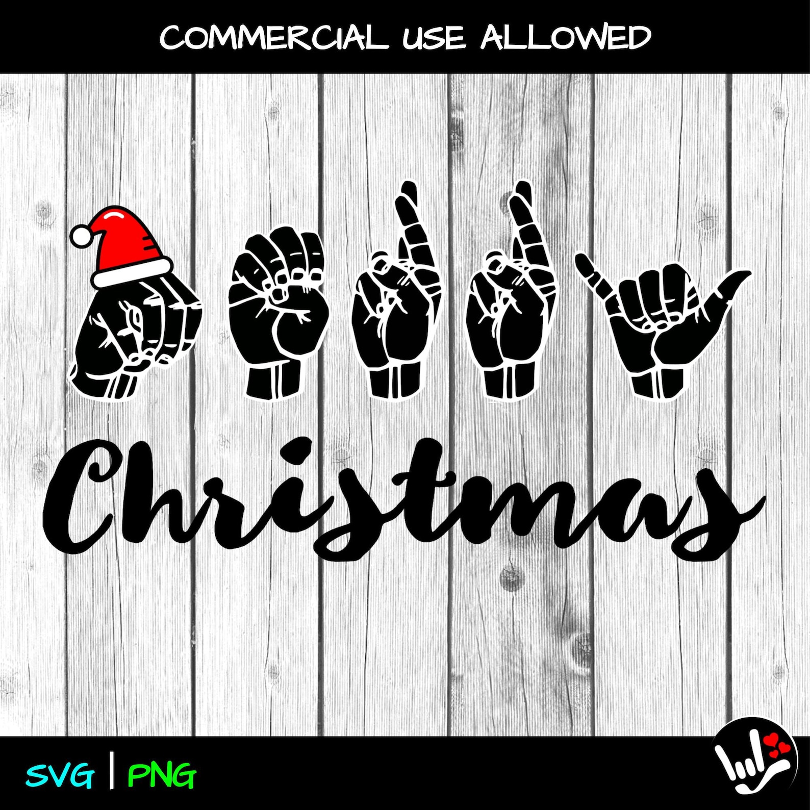 ASL Xmas SVG Merry Christmas Santa Hat Sign Language Svg Cut Files ...
