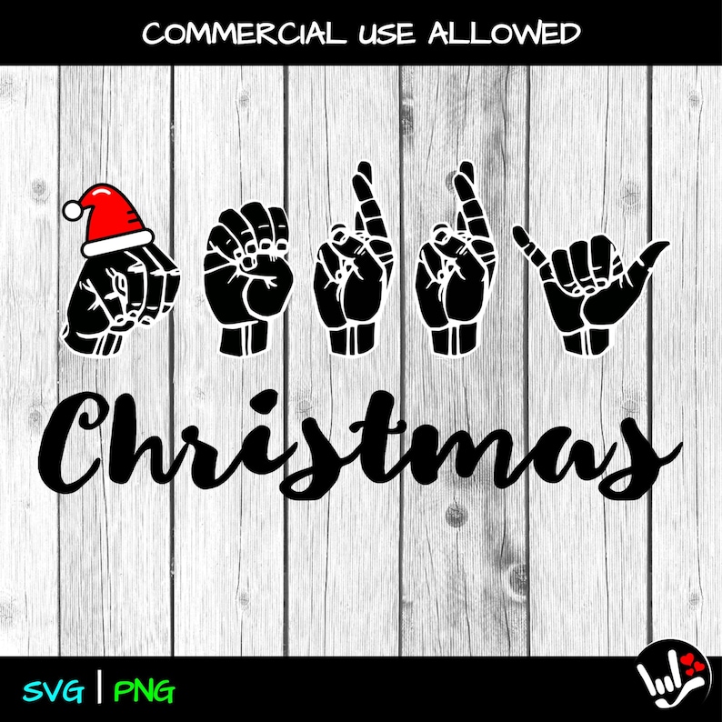 ASL Xmas SVG Merry Christmas Santa Hat Sign Language Svg Cut Files ...