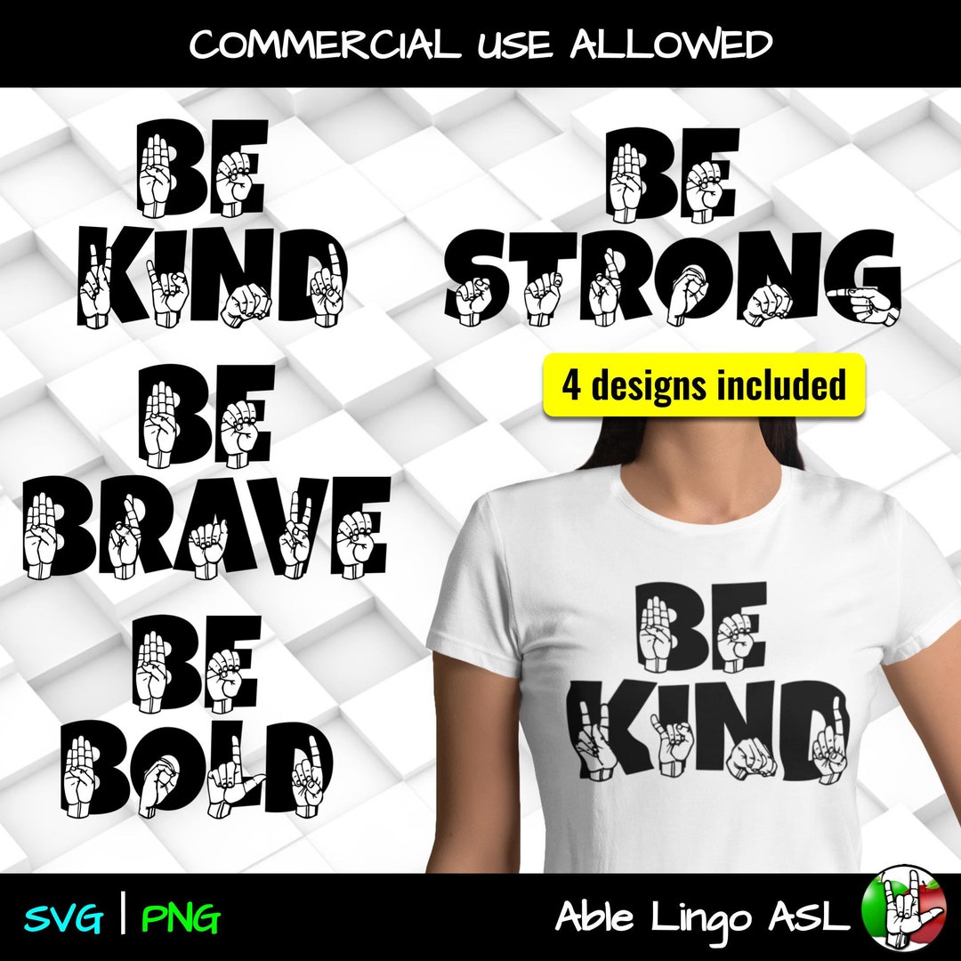 Sign Language SVG Bundle Be Kind ASL Svg Cut Files Fingerspelling ...