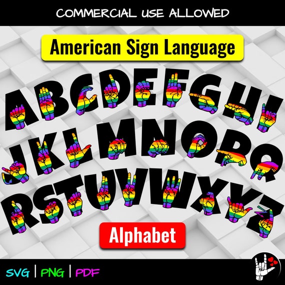ASL SVG Rainbow Sign Language Alphabet SVG American Sign - Etsy