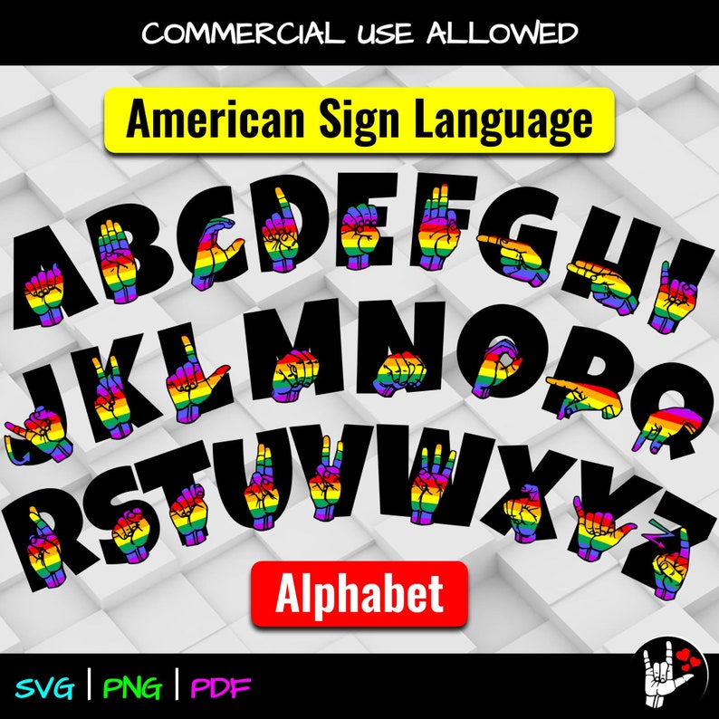 ASL SVG Rainbow Sign Language Alphabet SVG American Sign Language Asl ...