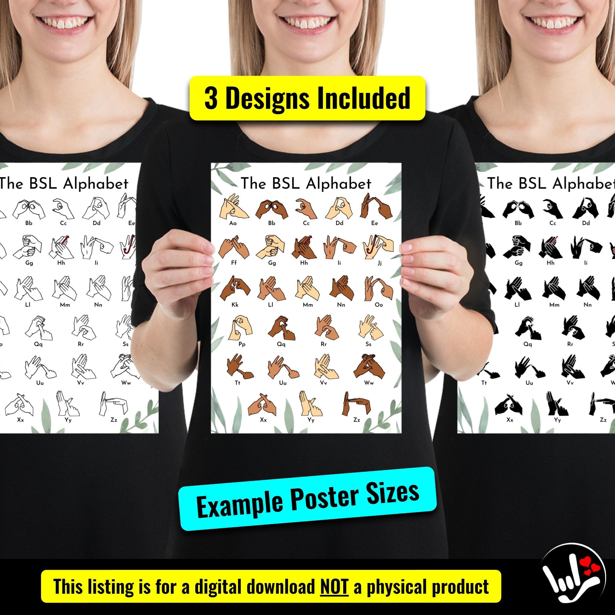 BSL Sign Language Alphabet Charts BSL Abcs Sign Language - Etsy UK