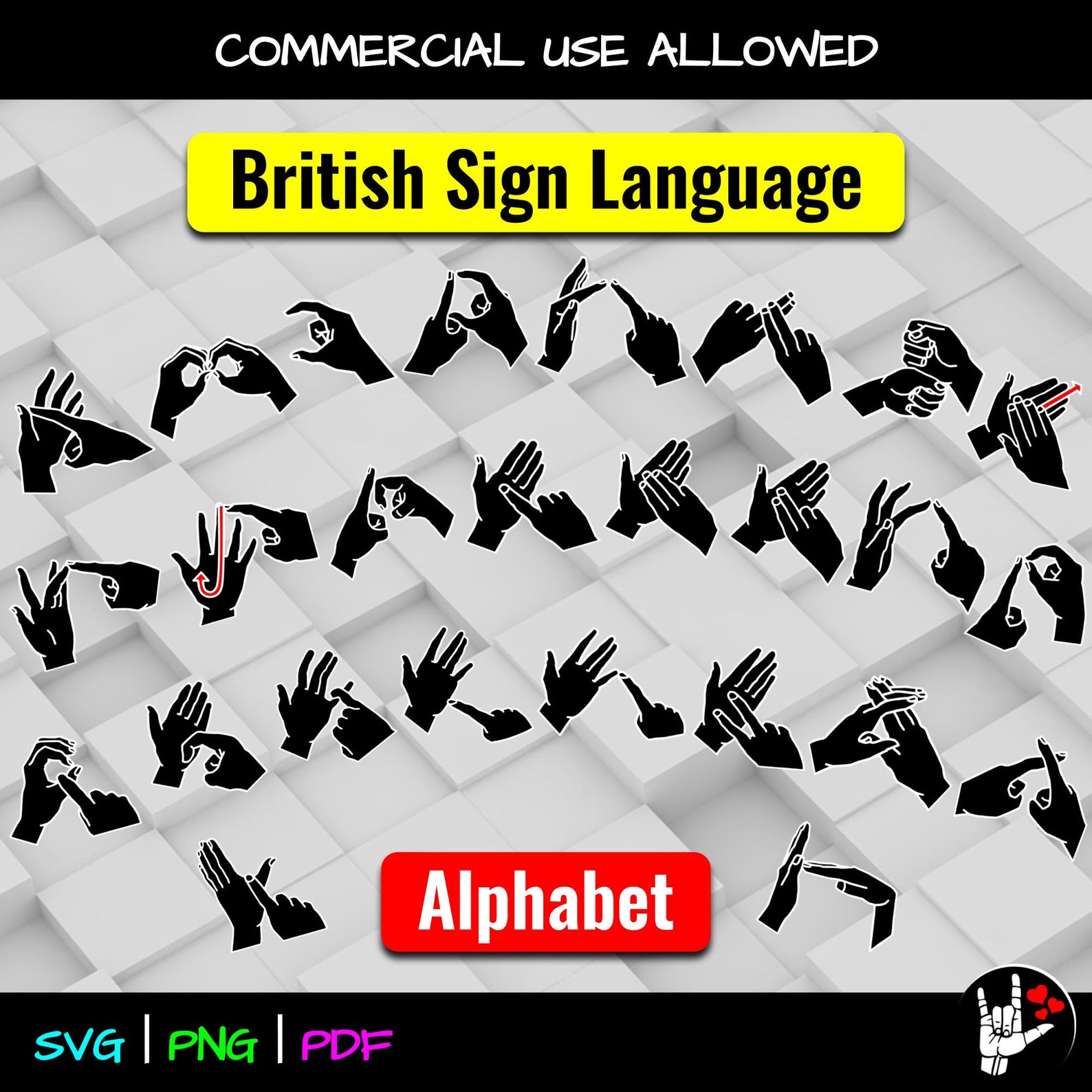 BSL Sign Language Alphabet SVG Bundle BSL Alphabet British | Etsy