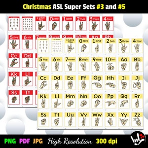 ASL Alphabet Numbers Ilys Christmas Super Sets Clipart Charts Posters ...