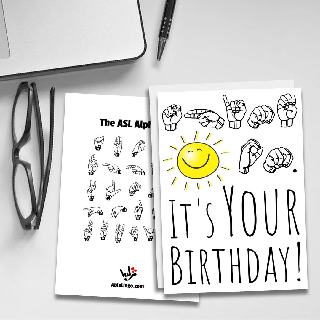 Printable ASL Birthday Card With ASL Alphabet • FREE Envelope Template ...