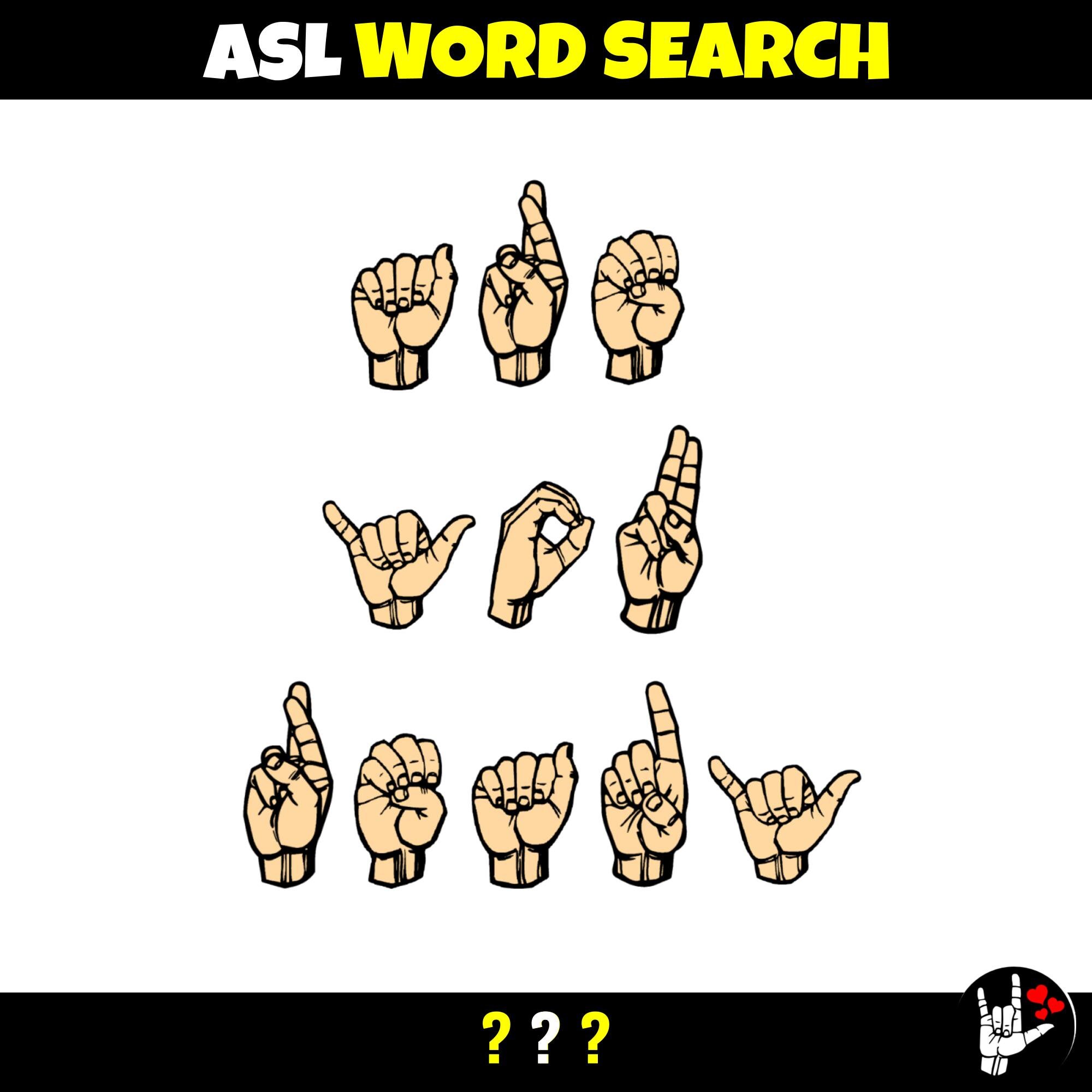 ASL Word Search • Fingerspelling Puzzle (printable PDF) - Etsy