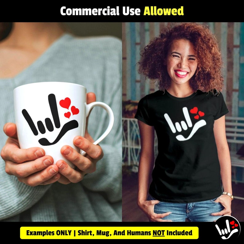 ASL SVG I Love You Ily Signs Svg Png Black White With/without Hearts ...