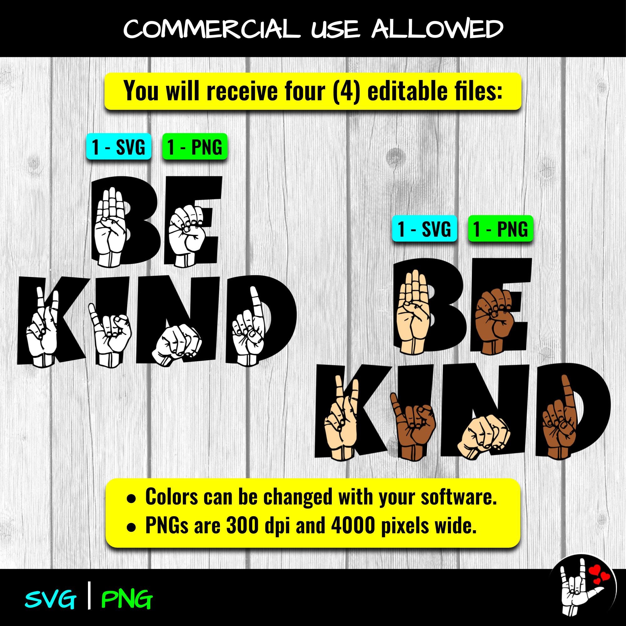ASL SVG Be Kind Sign Language SVG Cut Files Printable American Sign ...
