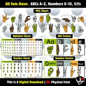 ASL Alphabet Numbers Ilys Halloween Super Sets | Clipart Charts Posters ...