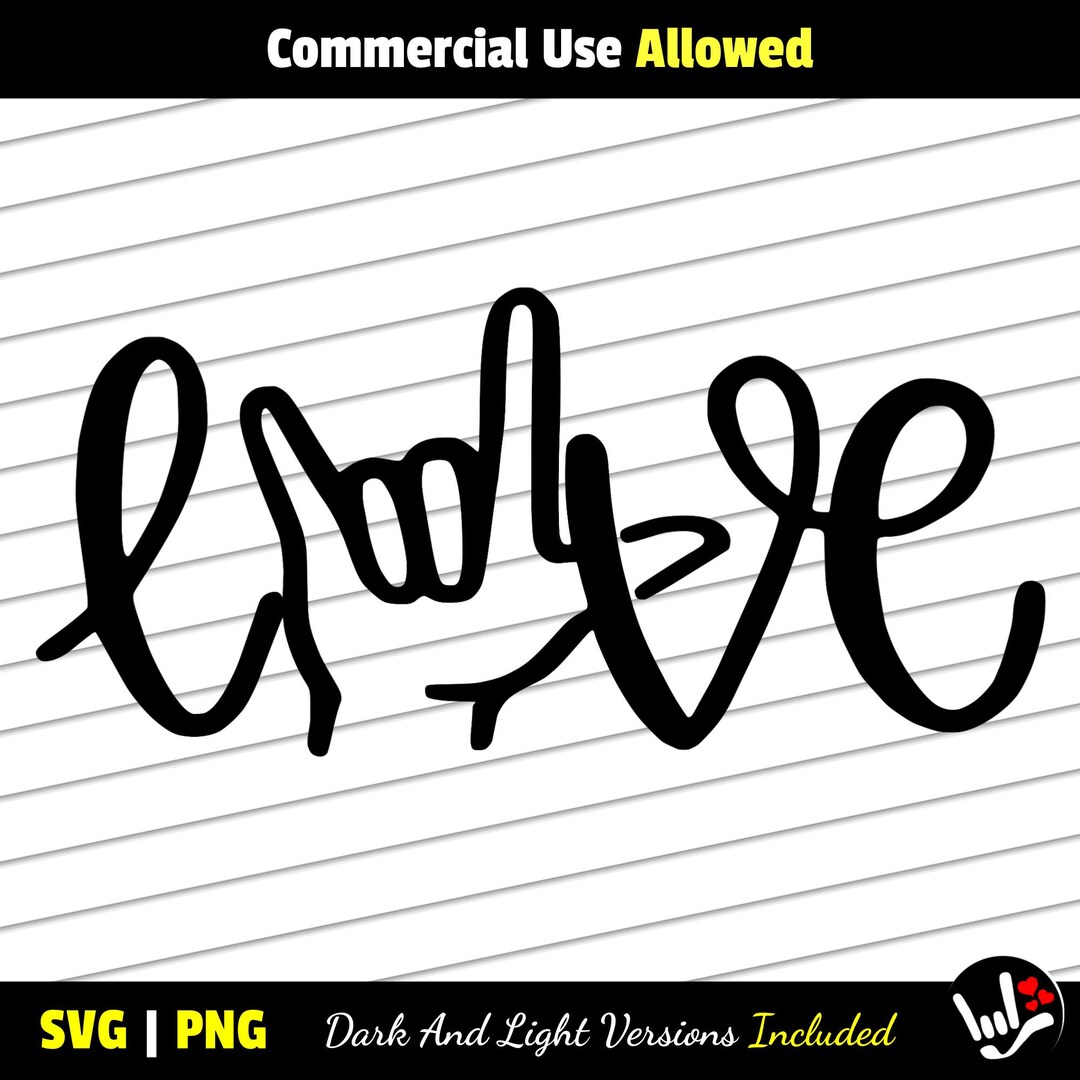 ASL SVG Ily I Love You Design Black and White Version Svg Png American ...