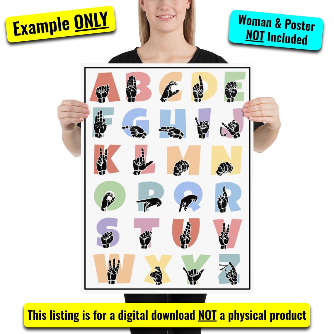 ASL Sign Language Alphabet Chart ASL Abcs Chart American - Etsy