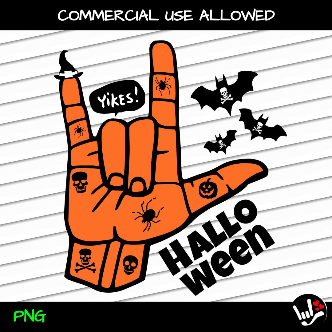 ASL Ily PNG • Halloween Yikes • Sign Language Png Clipart • American ...