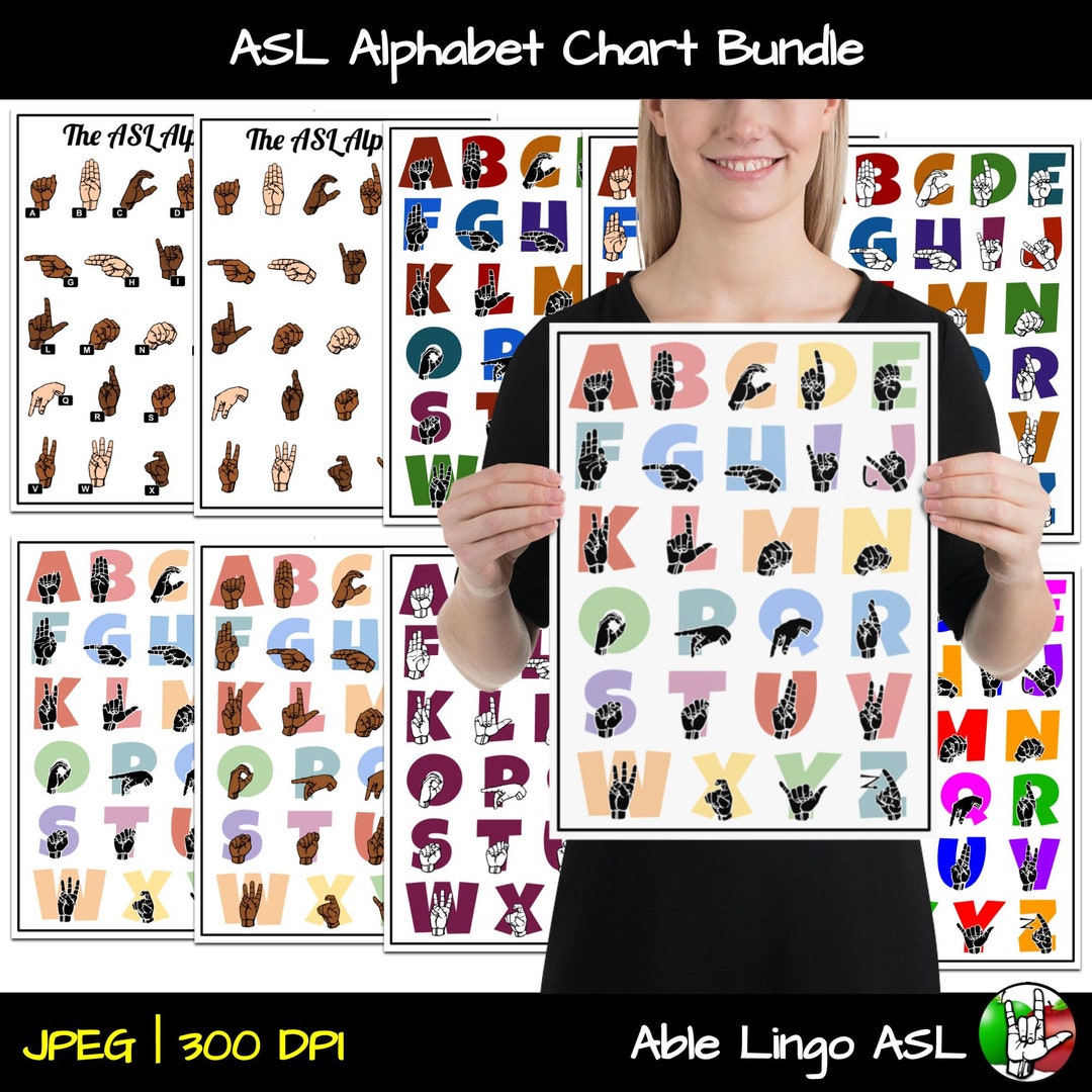 Sign Language Alphabet Chart Bundle ASL Abcs Chart Sign Language Abcs ...