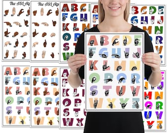 Alphabet Sign Language Art Print Diverse Language Skin Tones - Etsy