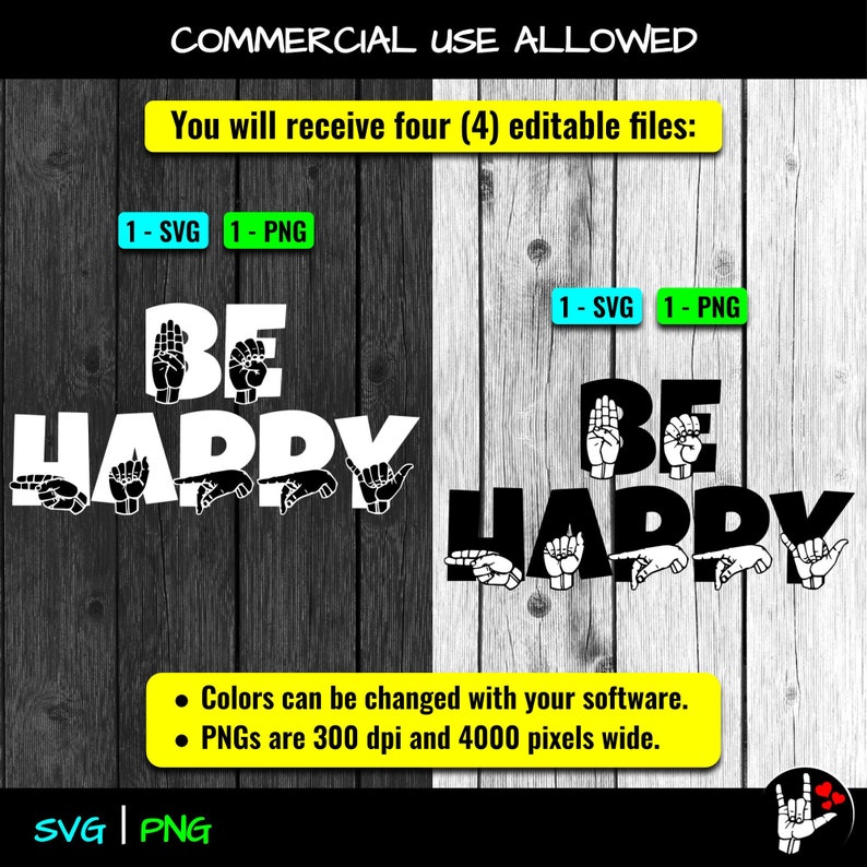 ASL SVG Be Happy Sign Language Svg PNG Asl Svg Png Hand Signs ...