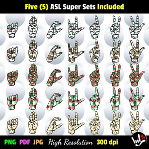 ASL Alphabet Numbers Ilys Christmas Super Sets Clipart Charts Posters ...