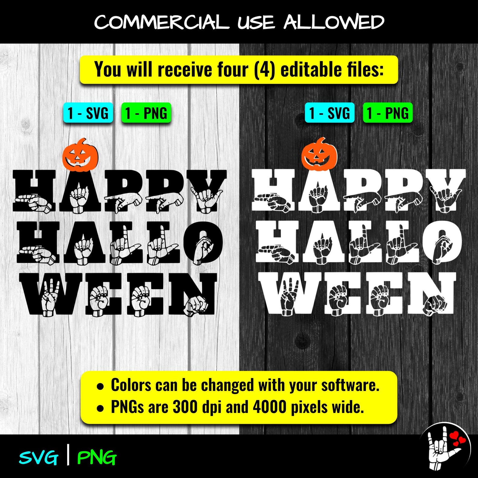 ASL SVG Happy Halloween Pumpkin Sign Language SVG Cut - Etsy