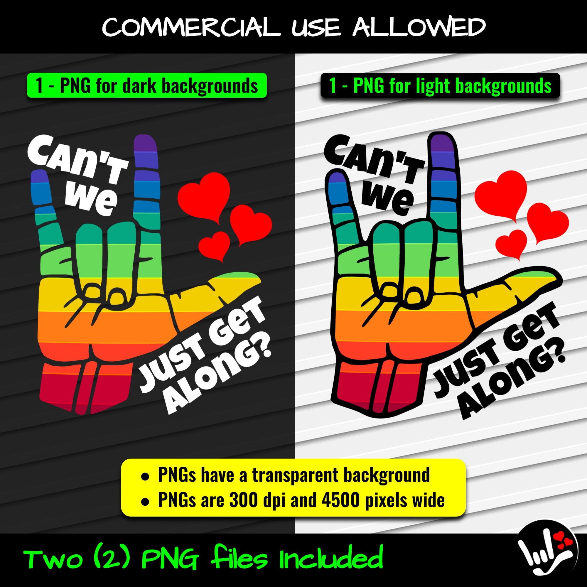 ASL Ily PNG Rainbow Flag Can't We Get Along Sign Language Png Clipart ...
