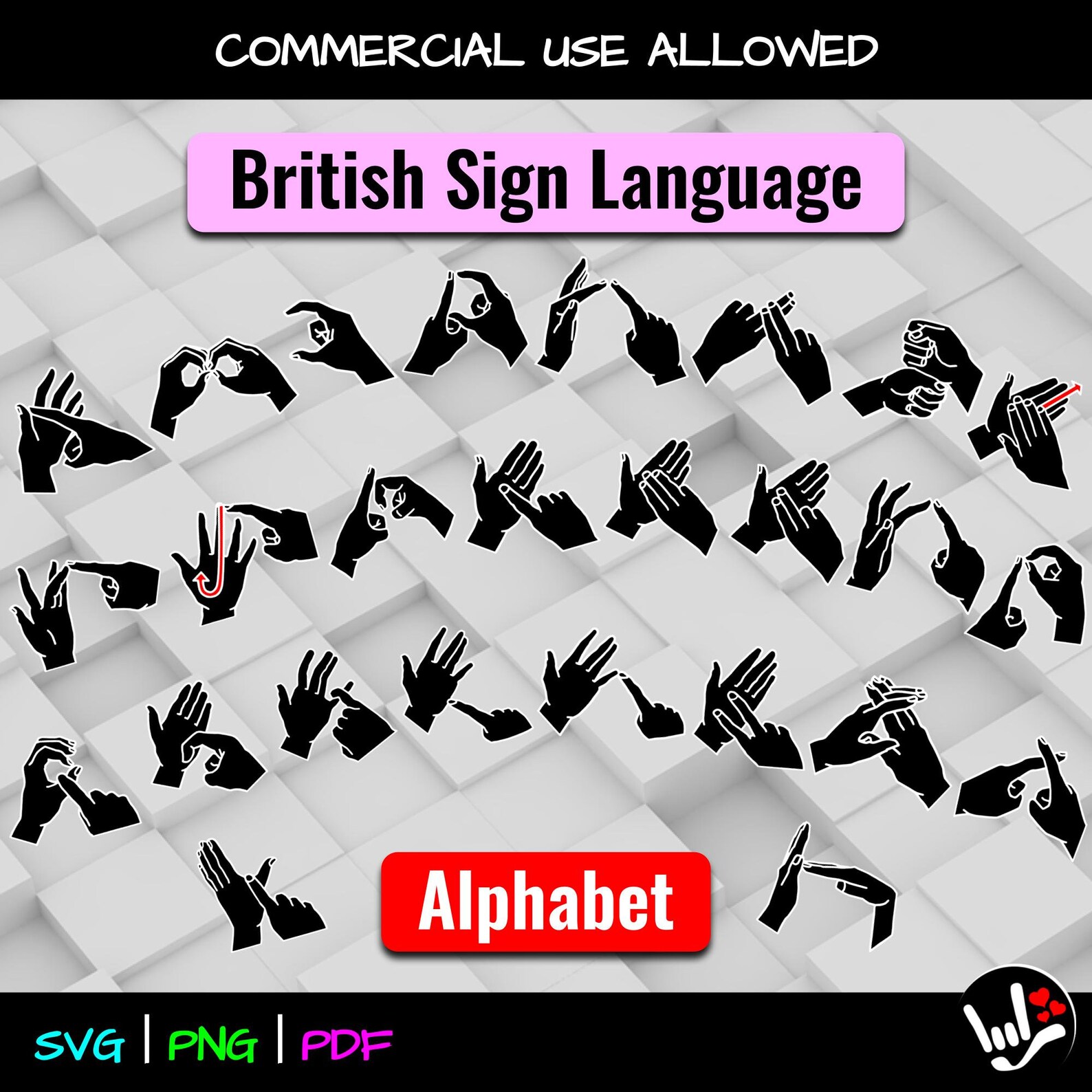 BSL Sign Language Alphabet SVG Bundle BSL Alphabet British - Etsy