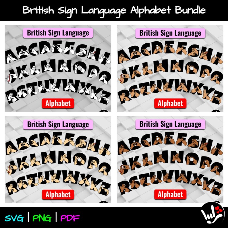 BSL Sign Language Alphabet SVG Bundle BSL Alphabet British Sign ...