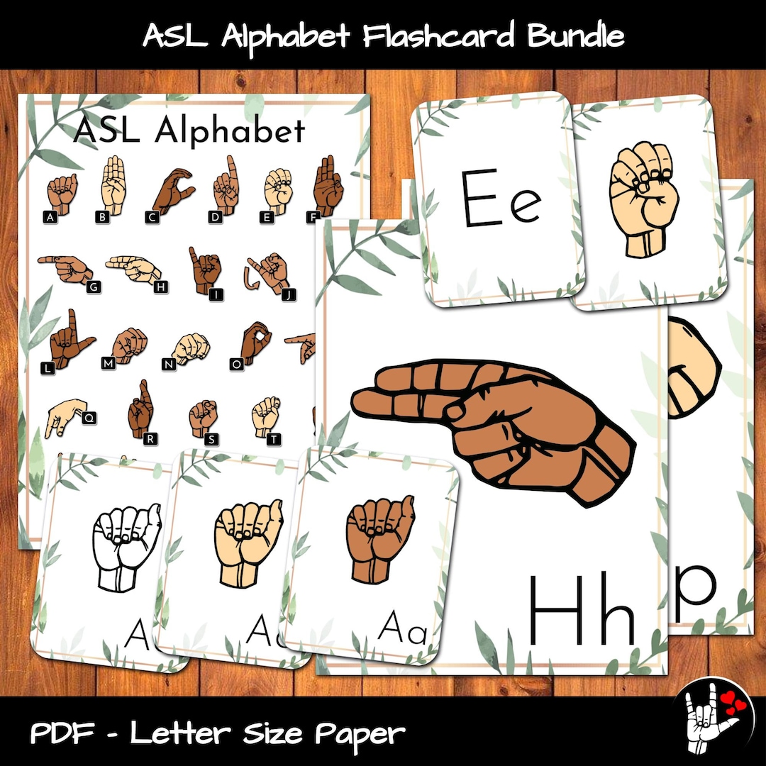 ASL Flashcards Sign Language Bundle • ASL Abcs • Abc Flashcards ...