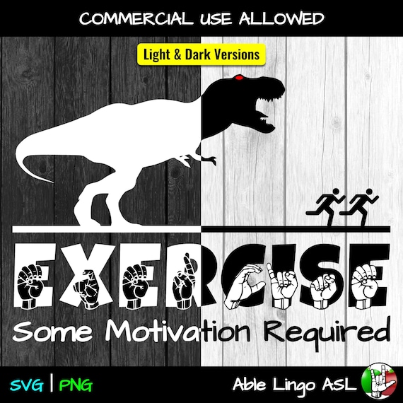 ASL SVG Dinosaur Exercise Motivation Sign Language SVG Asl | Etsy