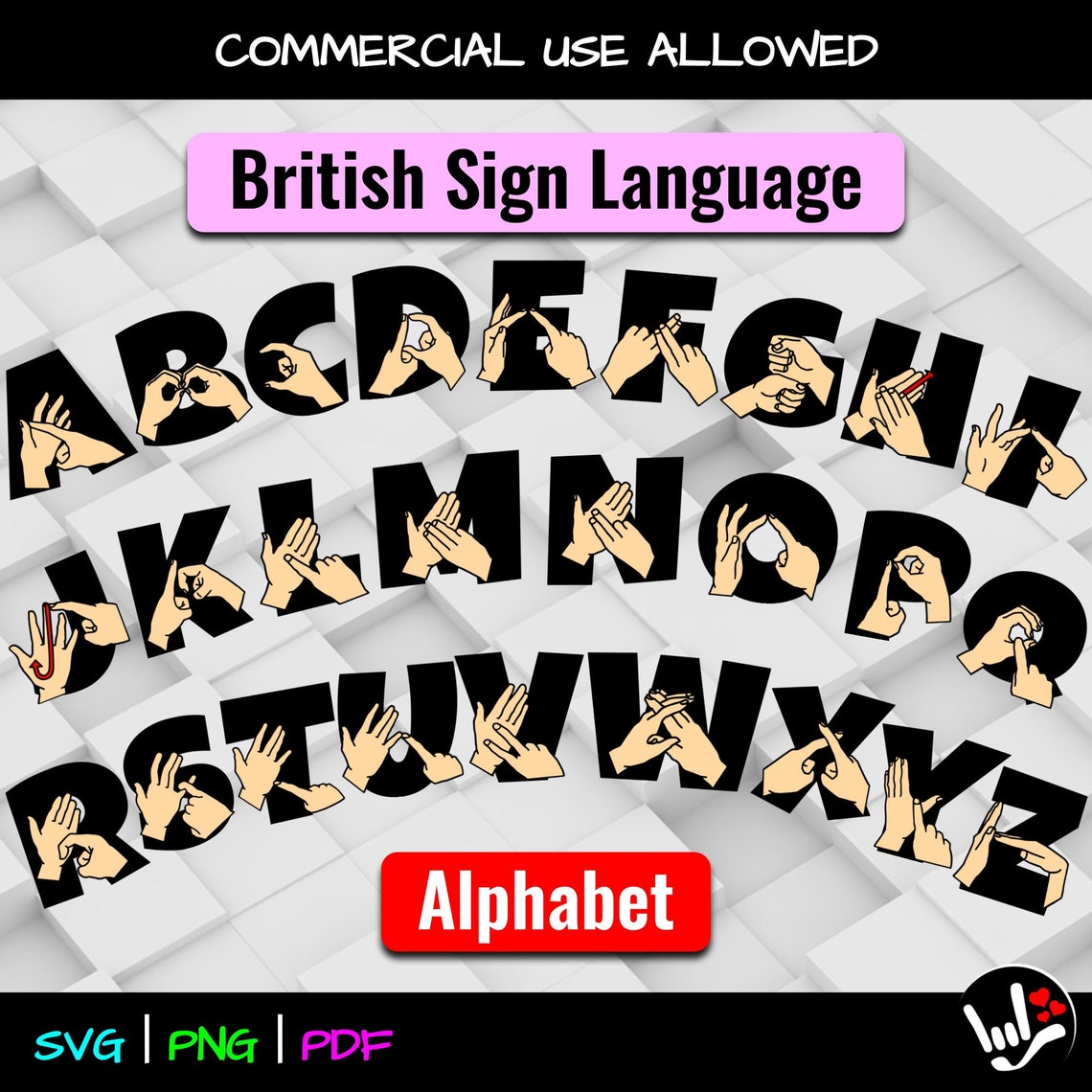 BSL Alphabet Sign Language Alphabet SVG British Sign - Etsy