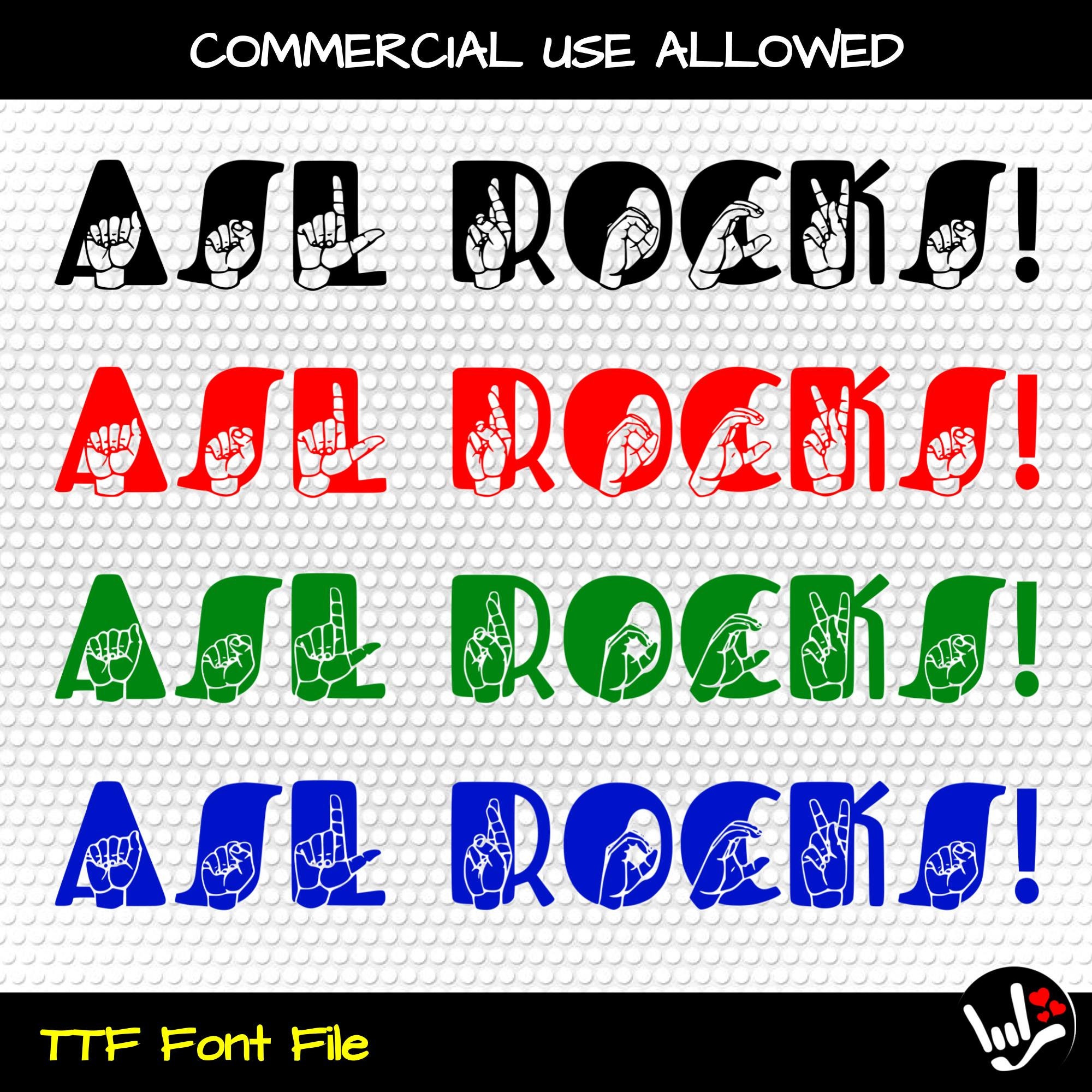 ASL Font TTF File Type Asl Letters & Numbers ILY Signs Type in American ...