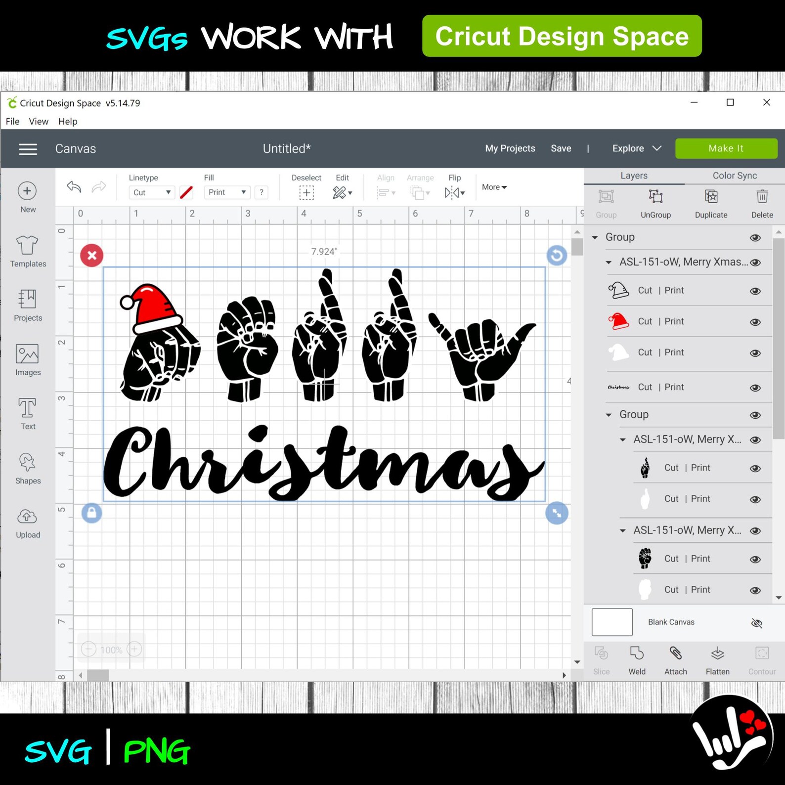 ASL Xmas SVG Merry Christmas Santa Hat Sign Language Svg Cut Files ...