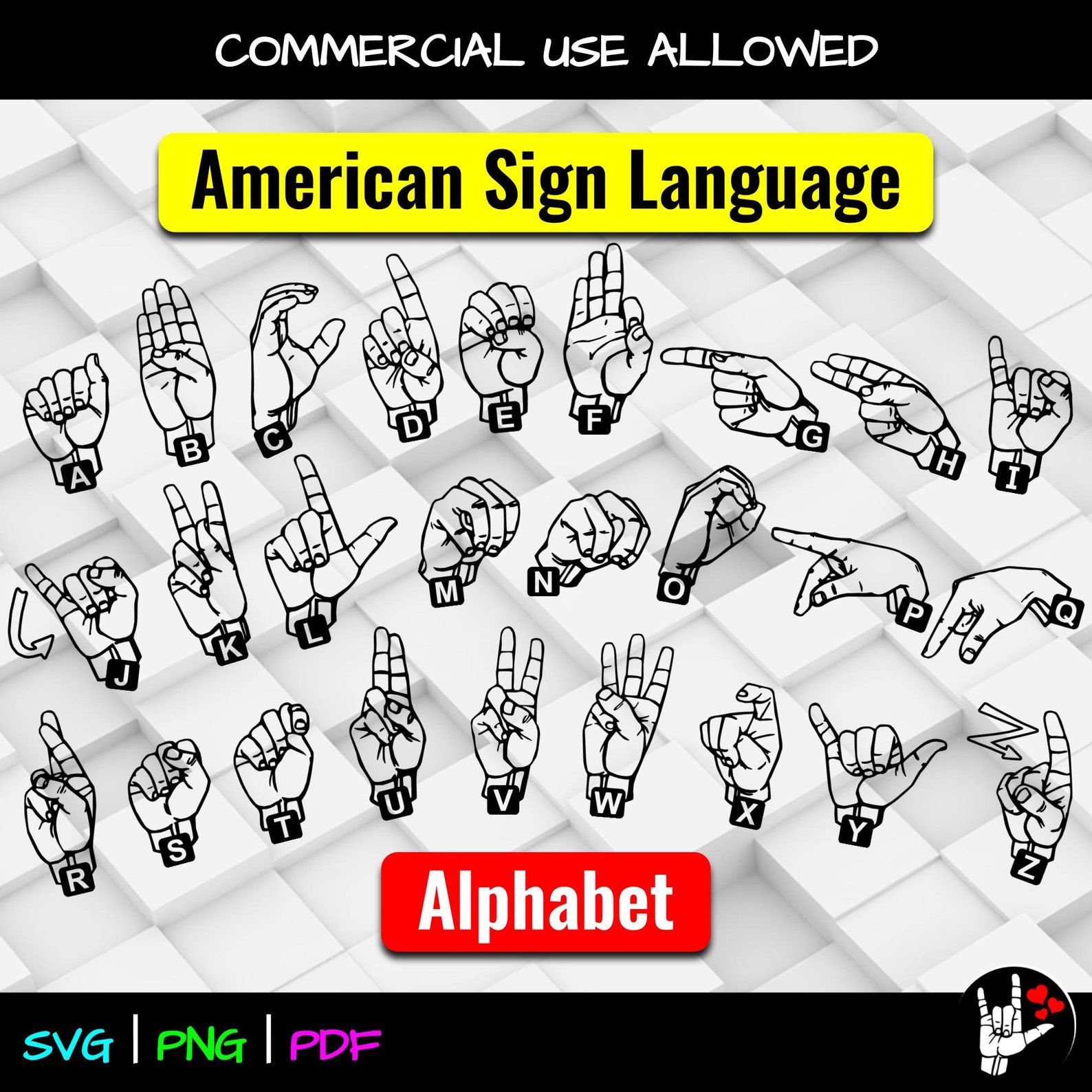 ASL SVG Sign Language Alphabet SVG American Sign Language svg asl ...