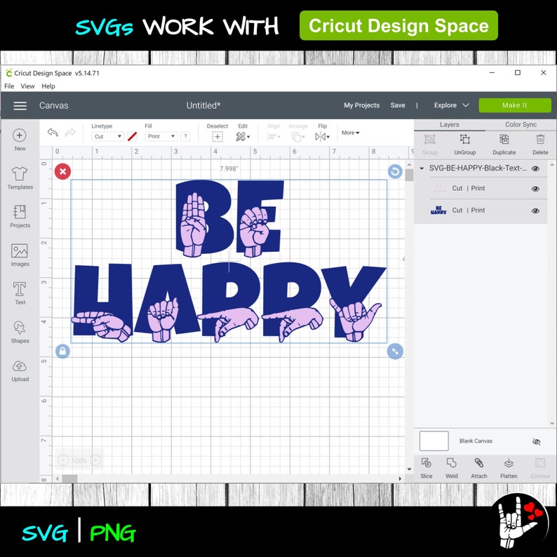 ASL SVG Be Happy Sign Language Svg PNG Asl Svg Png Hand Signs ...
