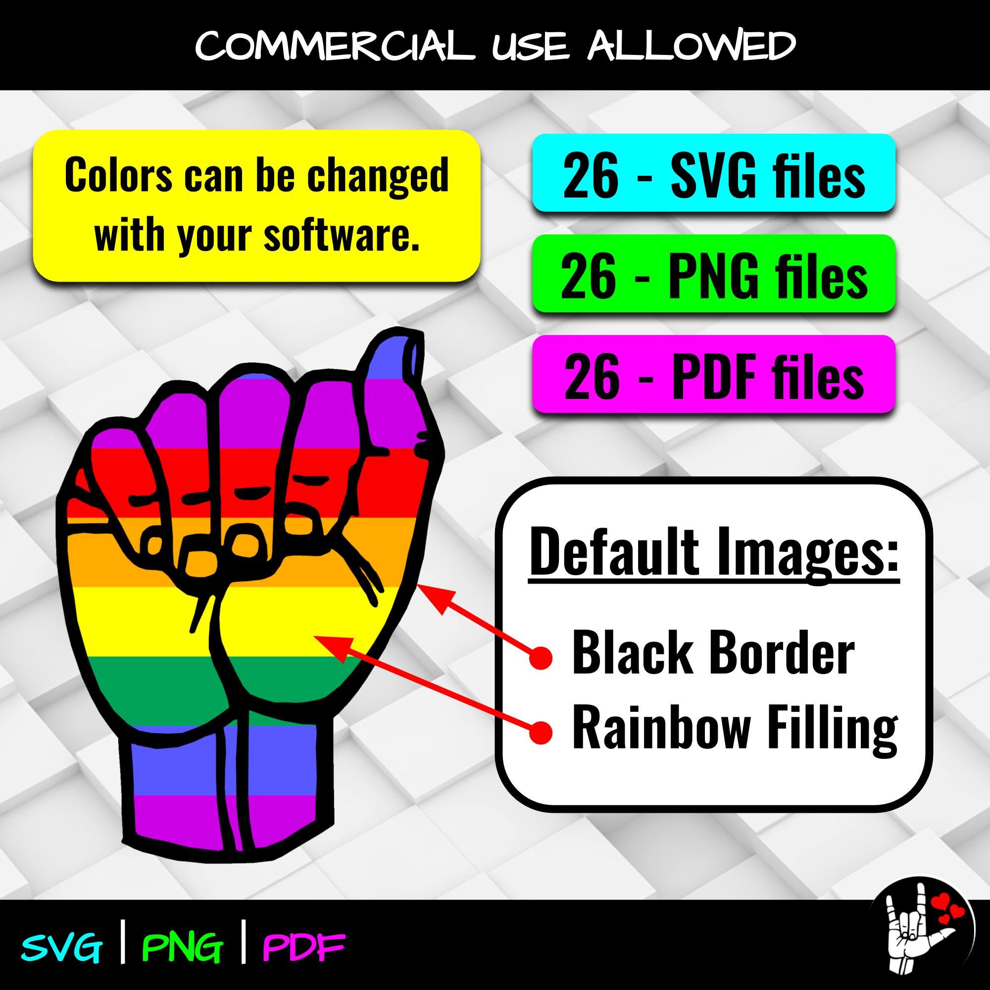 ASL SVG Rainbow Sign Language Alphabet Asl ABC Letters | Etsy