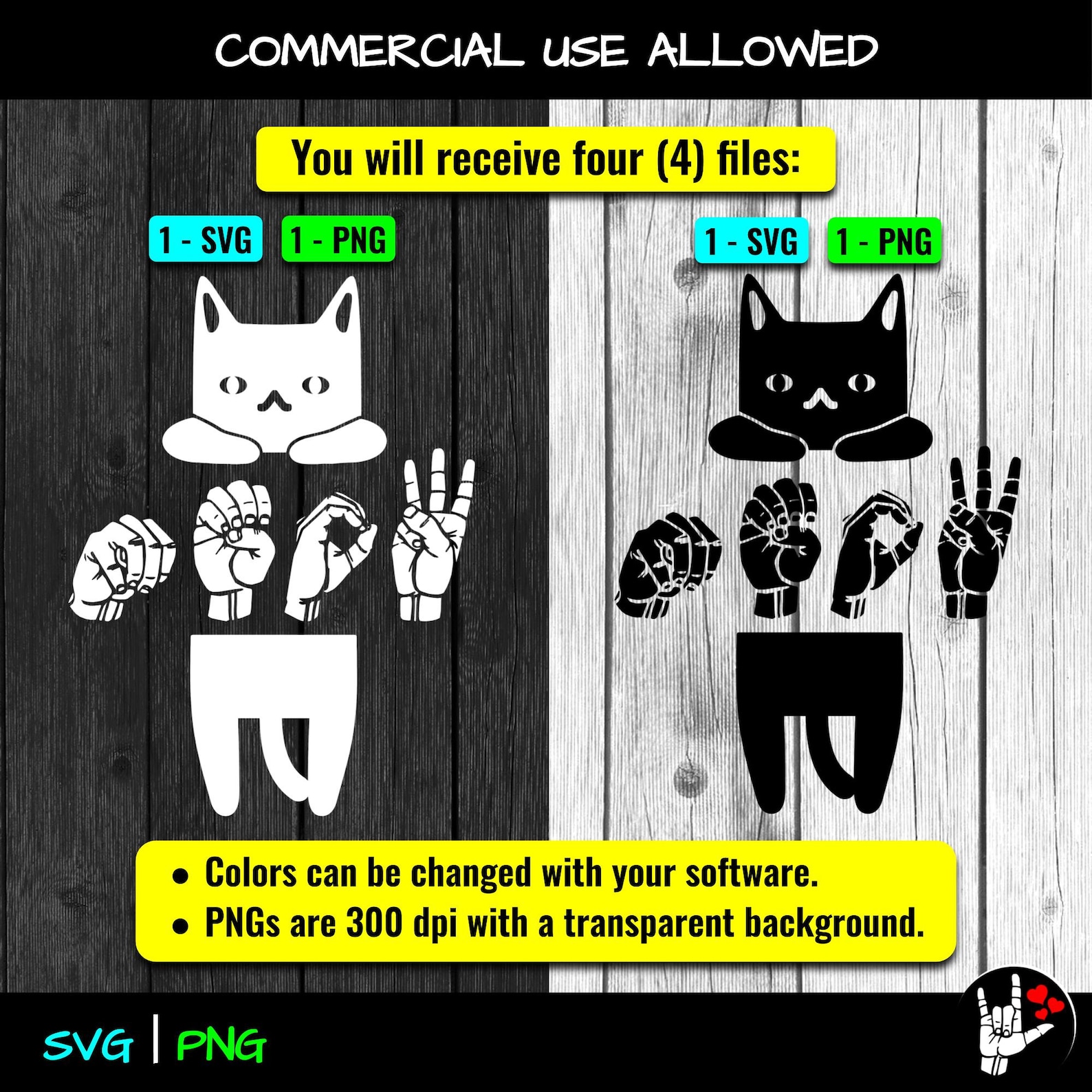 ASL SVG Hanging Cat MEOW Sign Language Svg Cut Files Printable American ...