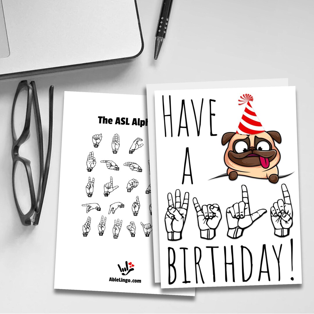 Printable ASL Birthday Card With Alphabet • FREE Envelope (digital ...
