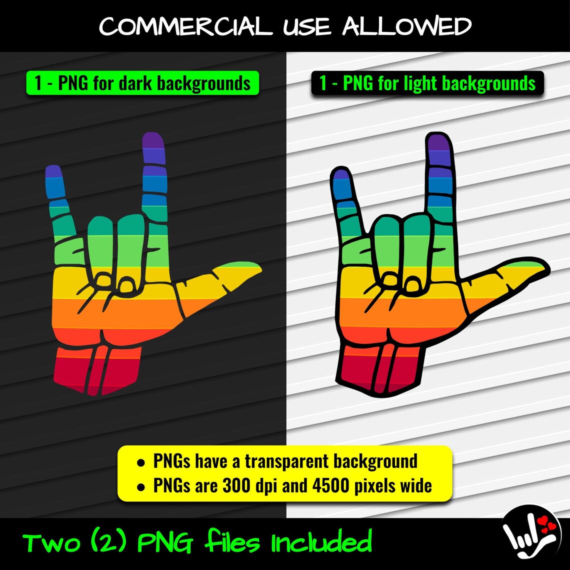 ASL Ily PNG Rainbow Hand Sign Language Png Clipart - Etsy Norway