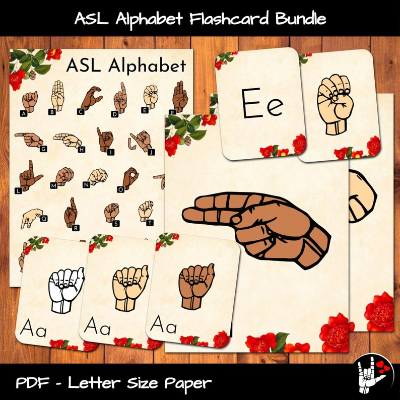 ASL Flashcards Sign Language Bundle ASL Abcs Abc - Etsy