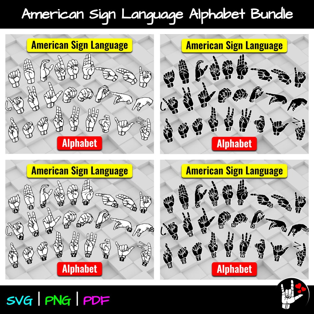 ASL SVG Bundle Sign Language Alphabet • ASL Alphabet • American Sign ...