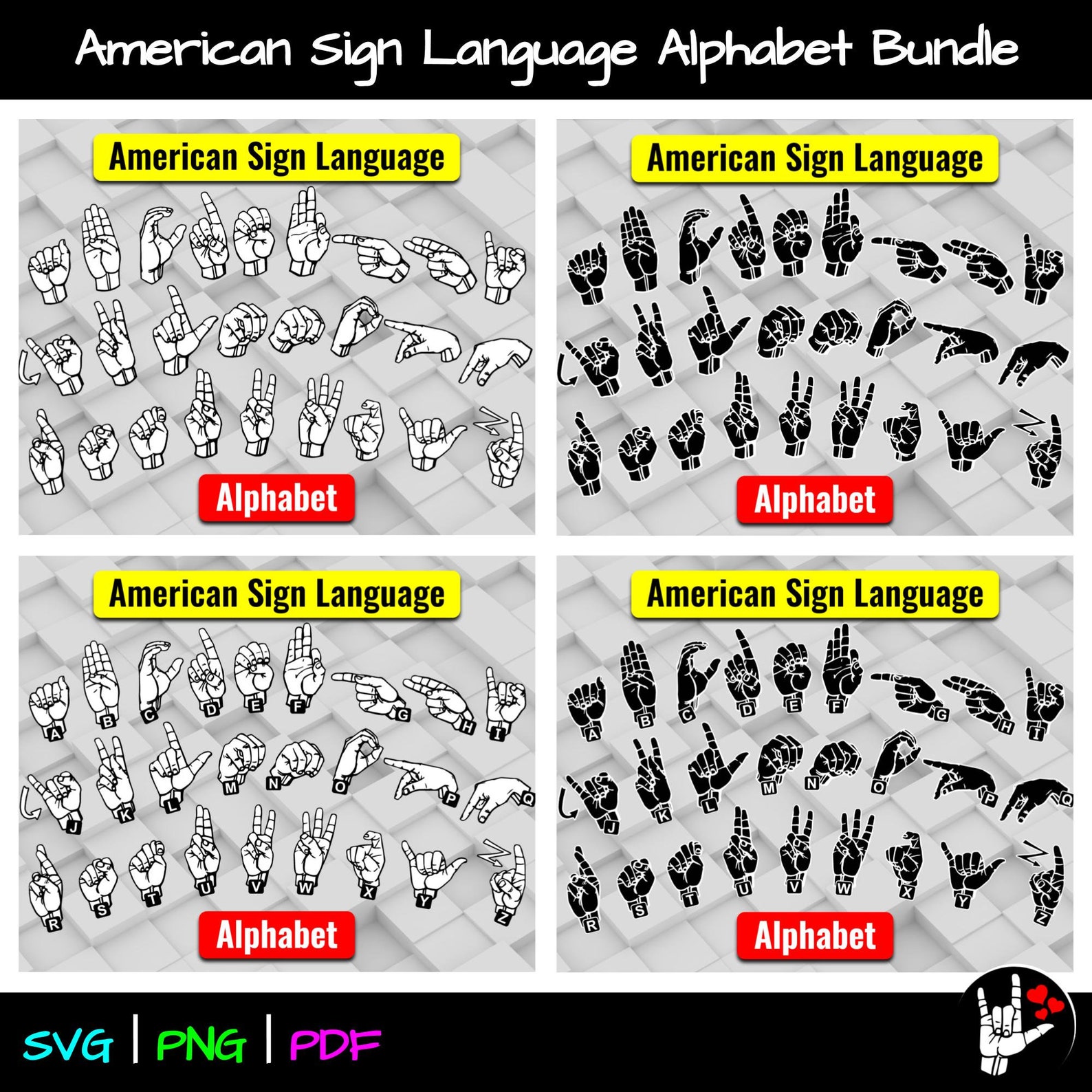 ASL SVG Bundle Sign Language Alphabet ASL Alphabet - Etsy