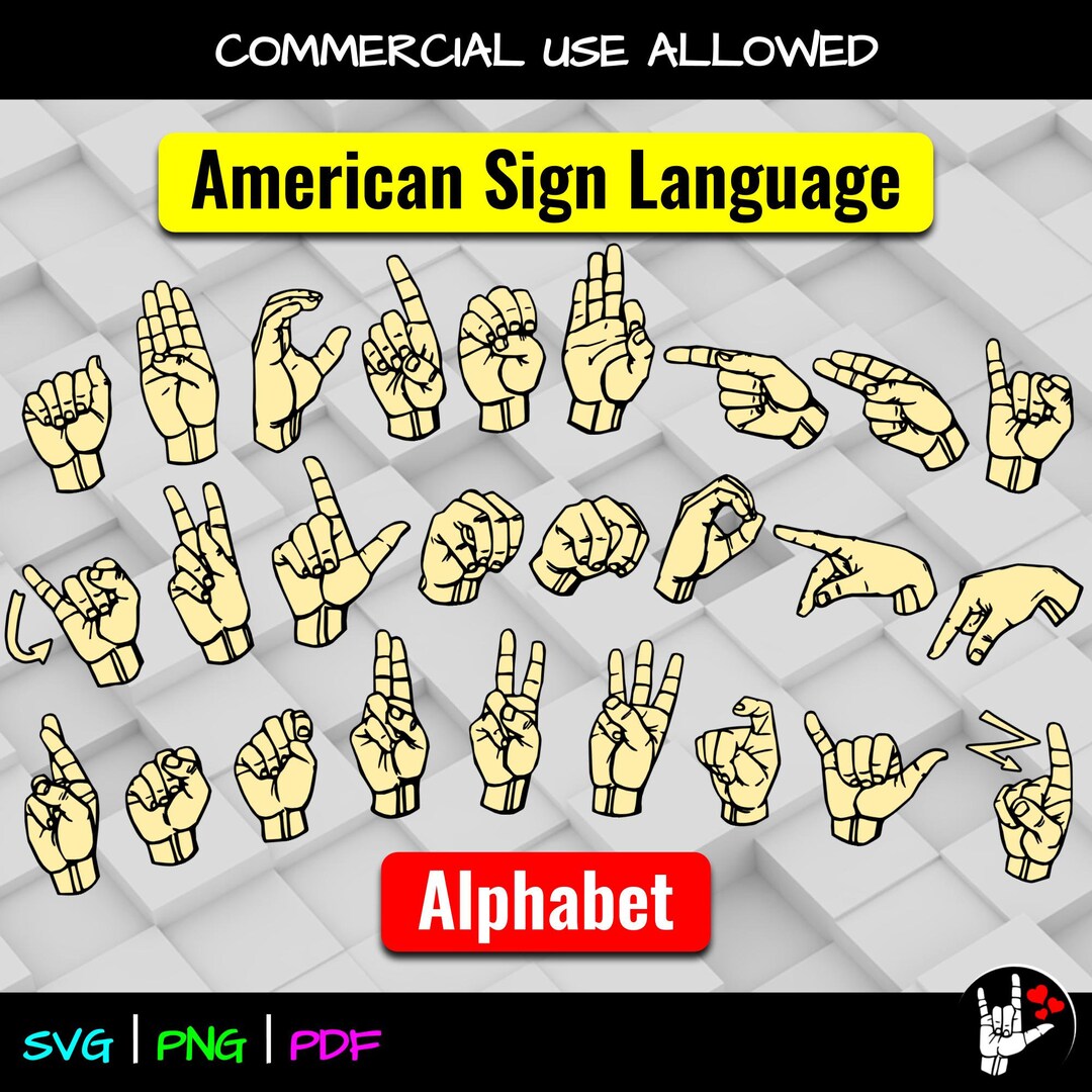 ASL SVG Sign Language Alphabet SVG • American Sign Language Svg • Asl ...