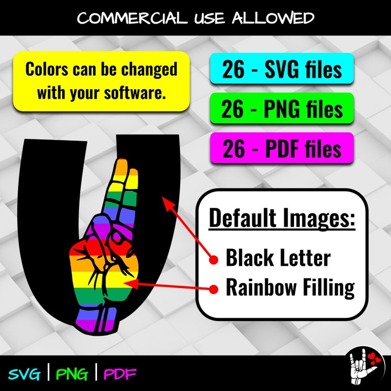 ASL SVG Rainbow Sign Language Alphabet SVG American Sign Language Asl ...