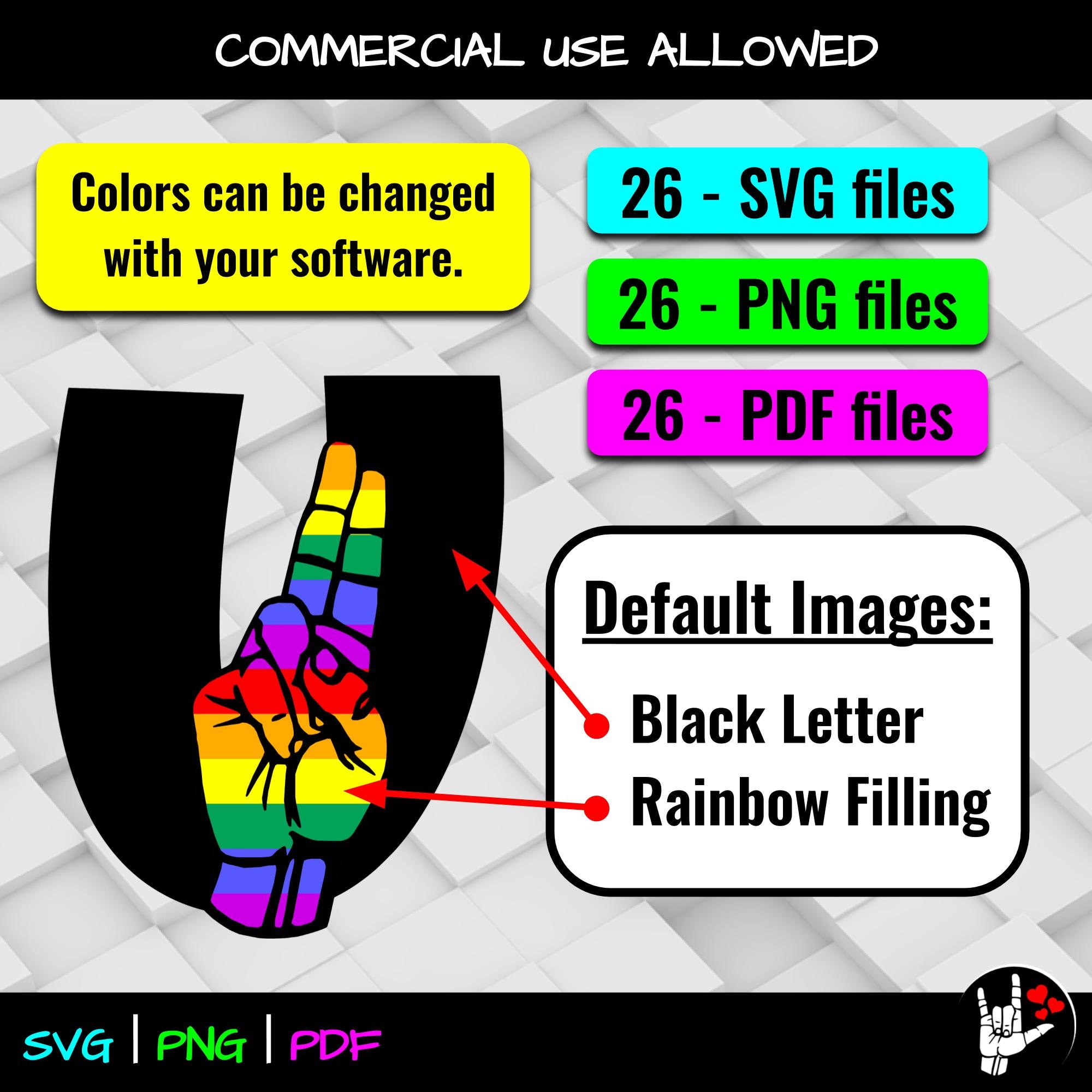 ASL SVG Rainbow Sign Language Alphabet SVG American Sign Language Asl ...