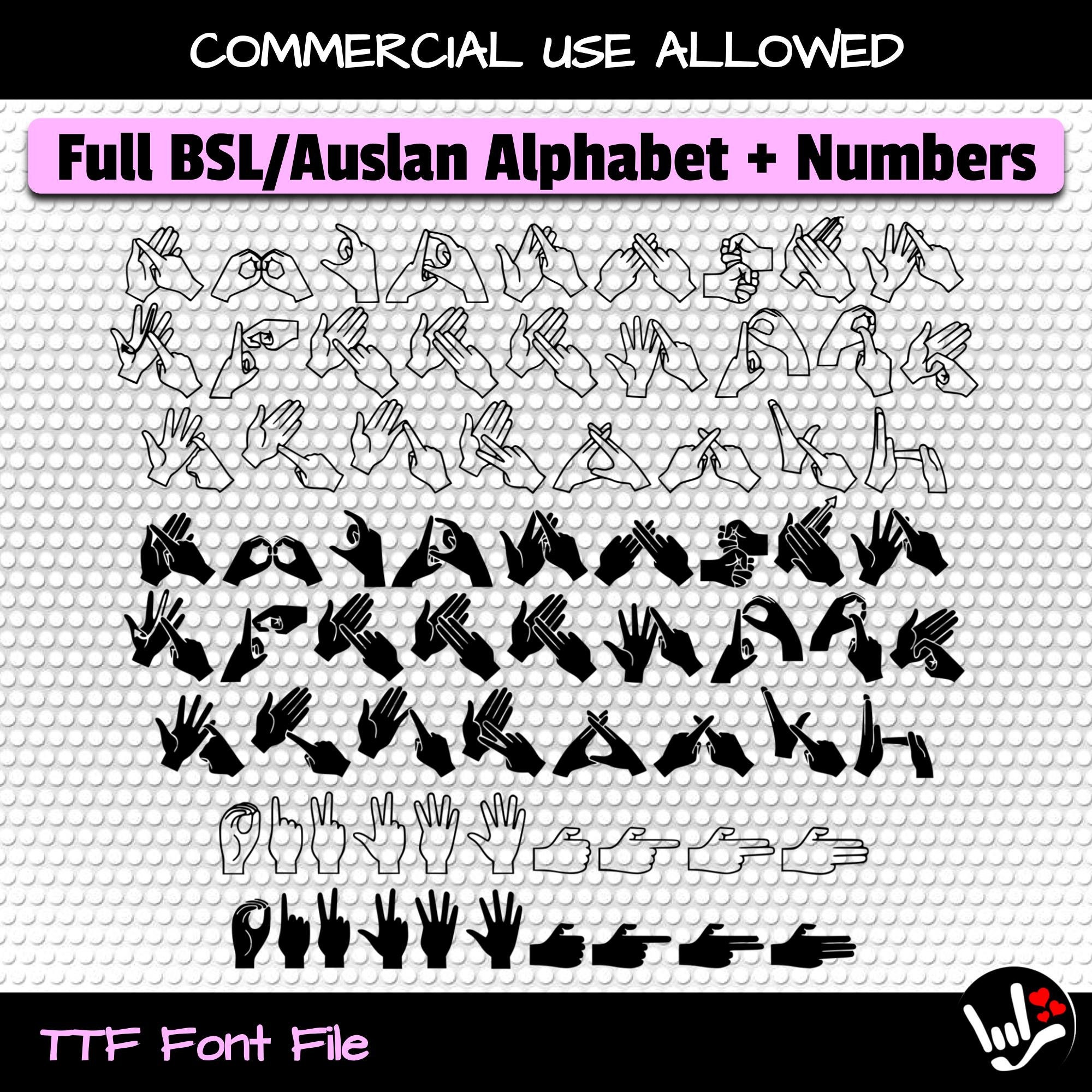 BSL Font TTF File Auslan Font File Type in British Sign Language Auslan ...
