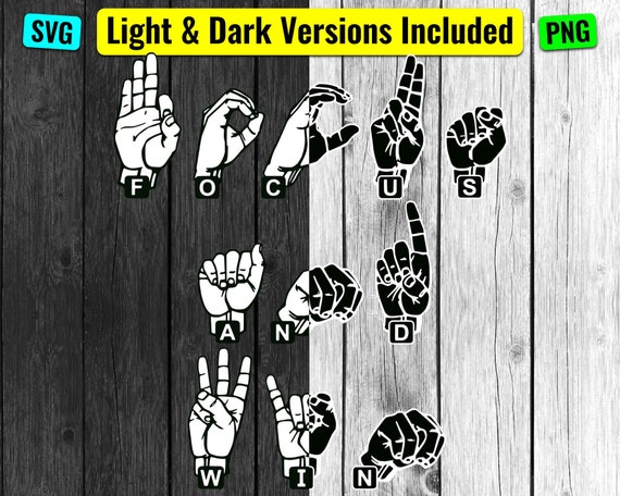 ASL SVG Focus and Win ASL Png Sign Language Svg Sign | Etsy Australia