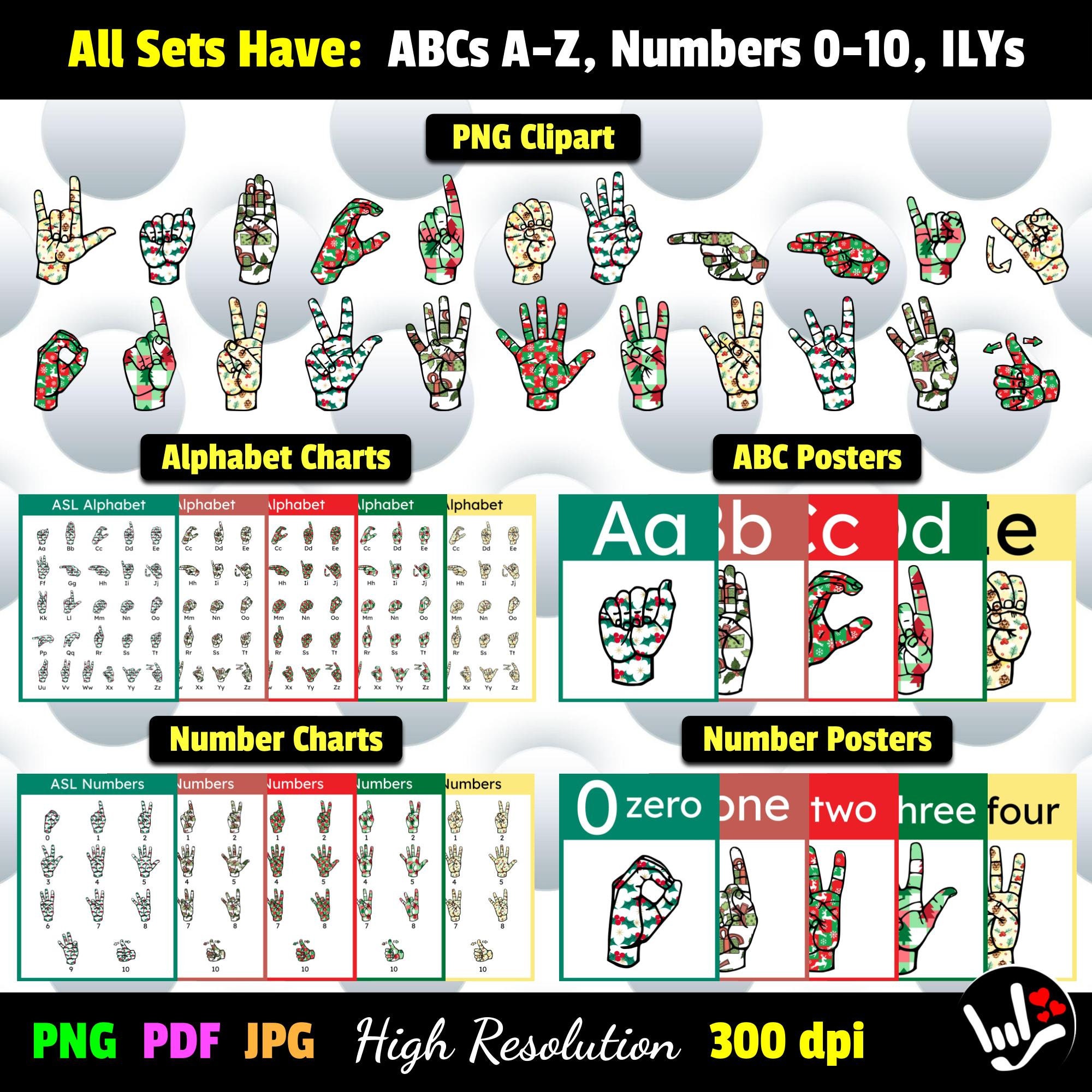 ASL Alphabet Numbers Ilys Christmas Super Sets Clipart - Etsy