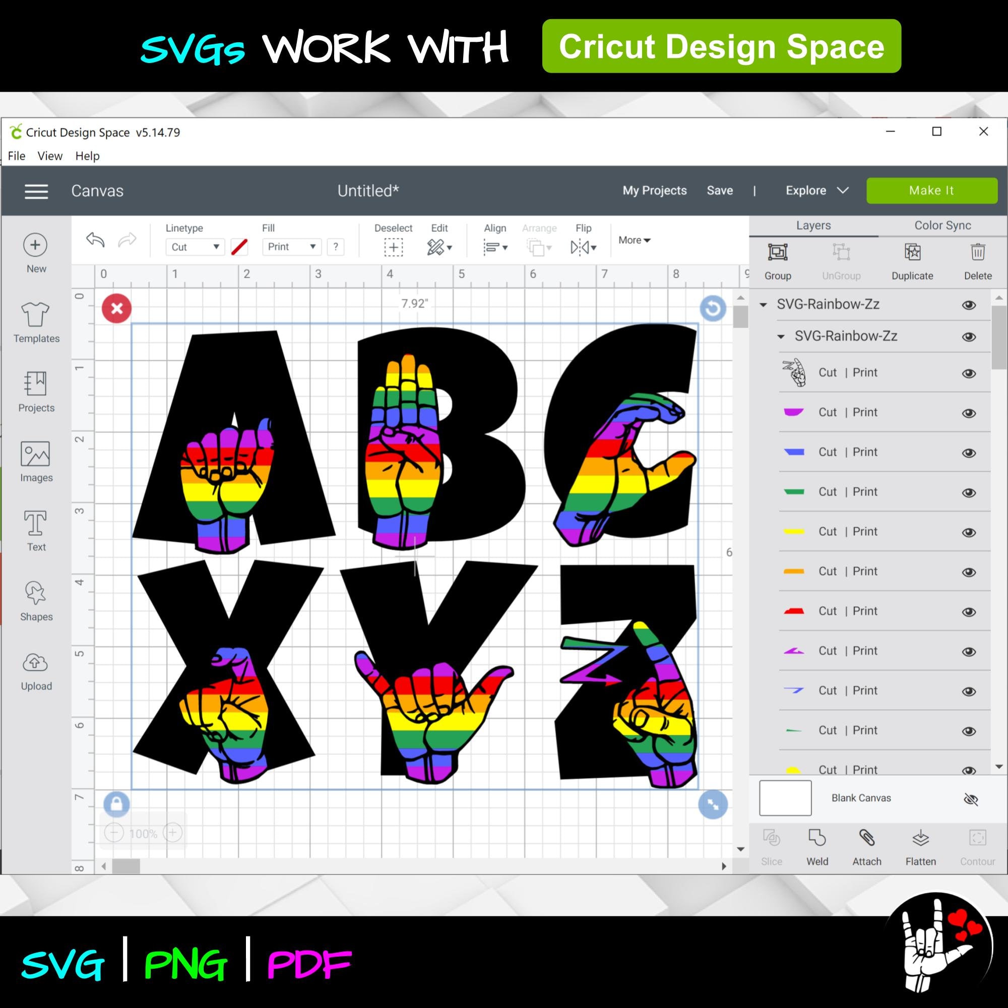 ASL SVG Rainbow Sign Language Alphabet SVG American Sign Language Asl ...