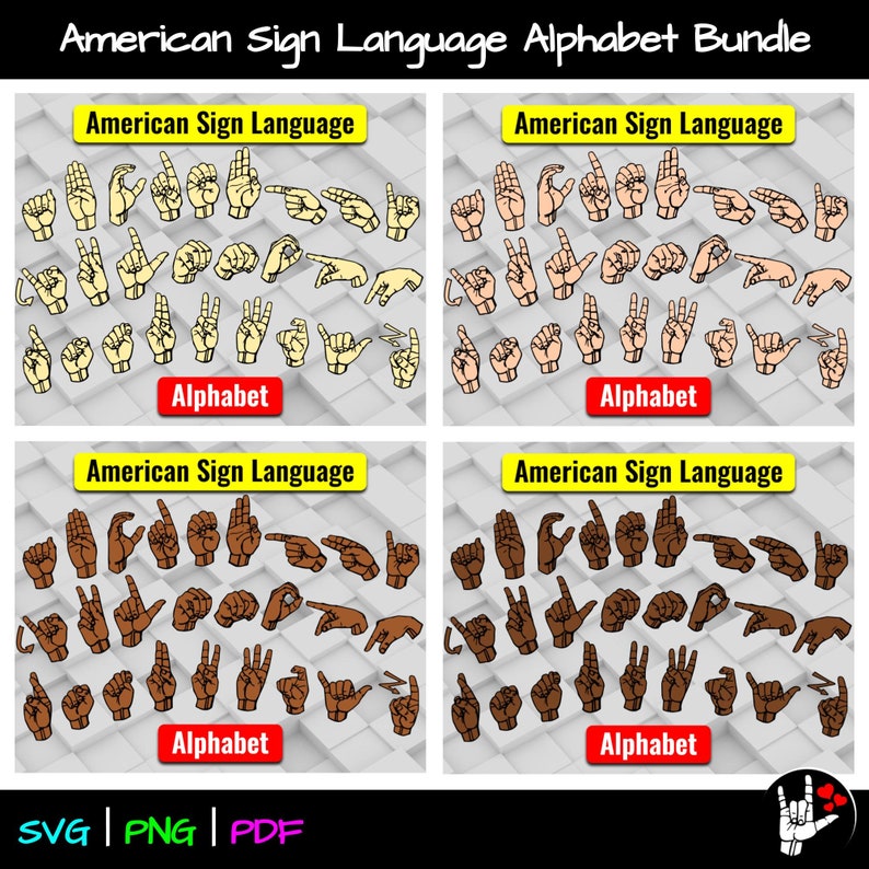 ASL SVG Bundle Sign Language Alphabet ASL Alphabet American Sign ...